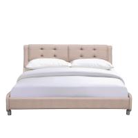 China King Size Upholstered Bed Frame Linen Fabric Comfortable Modern Style for sale