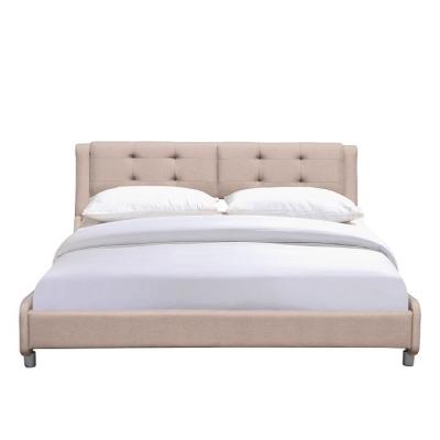 China King Size Upholstered Bed Frame Linen Fabric Comfortable Modern Style for sale