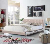 China King Size Upholstered Bed Frame Linen Fabric Comfortable Modern Style for sale