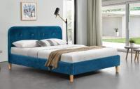 China Brilliant Blue Fabric Upholstered Bed Frame With Headboard Wholesale Bed Manufacturers for sale