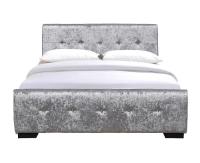 China Queen Size Grey Upholstered Bed Frame With Tufted Diamante Buttons On Headboard for sale