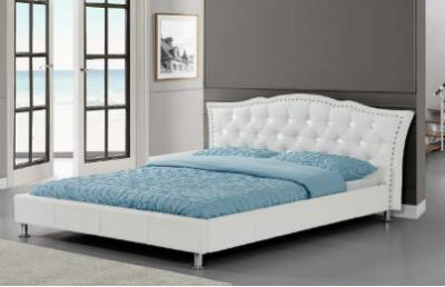 China White Morden Faux Leather Plywood Bed Frame Single Double King Size Wholesale for sale