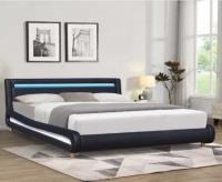 China OEM Upholstered Led Faux Leather Full Size Platform Bed BSCI Certified for sale