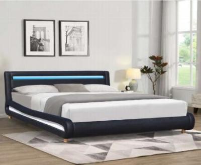 China OEM Upholstered Led Faux Leather Full Size Platform Bed BSCI Certified for sale
