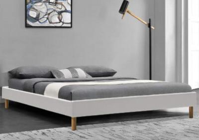 China Graceful Concise Design Light Gray Linen Upholstered Bed Frame Without Headboard for sale