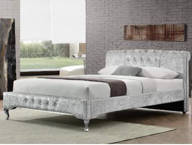 China Rosh Luxury Double Size Tufted Storage Bed Lint Sliver Crystal Button European Style for sale