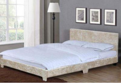 China King Size Fabric Velvet Microfiber Modern Wood Bed Frame Button tufting for sale