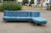China L Shaped Folding Modern Blue Upholstered Sofa Bed high durability for sale
