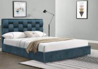 China Double Size Velvet Fabric Bed Frame With Tufted High Headboard for sale