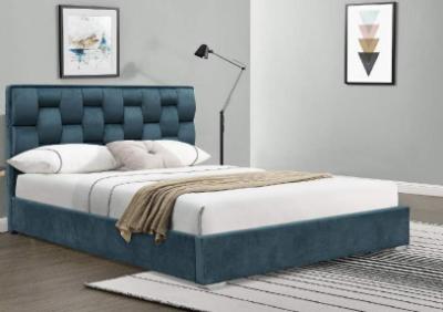 China Double Size Velvet Fabric Bed Frame With Tufted High Headboard for sale