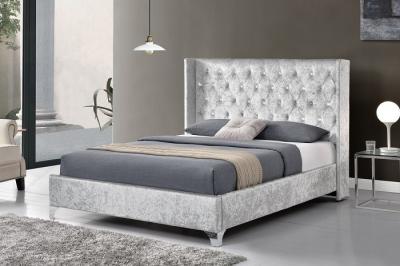 China King Size  Upholstered Bed  With Crystal  buttons for sale