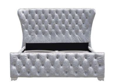 China Customizable Crushed Velvet King Home Furniture Bed Frame With Buttons for sale
