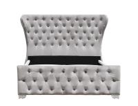 China Customizable Crushed Velvet King Home Furniture Bed Frame With Buttons for sale