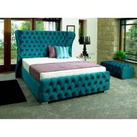China Customizable Crushed Velvet King Home Furniture Bed Frame With Buttons for sale
