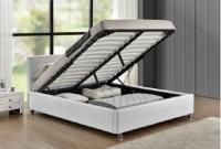 China King Size White Color Fabric Gas Lift Storage Bed EN1725 CE certified for sale