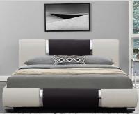 China Minimalist Fashion Design Leather Bed Black And White PU Curve Bedstead for sale