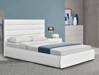 China Modern Upholstered Platform Bed With White Headboard 50pcs MOQ for sale