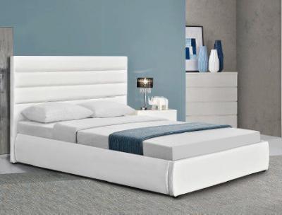 China Modern Upholstered Platform Bed With White Headboard 50pcs MOQ for sale
