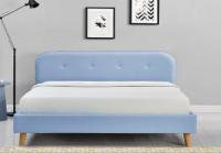 China Fabric Upholstered Plywood Bed Frame Blue Colour Modern Fashion for sale