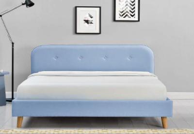 China Fabric Upholstered Plywood Bed Frame Blue Colour Modern Fashion for sale