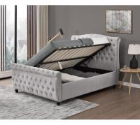 China Modern Style Luxury Upholstered Bed Frame Elegant Look for sale
