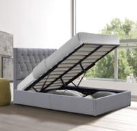 China Platform Non Toxic Upholstered Bed Frame With Assembly Required Slats Included for sale