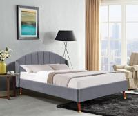 China Easy Assembly Velvet Upholstered Bed Frame Wood Sprung Slats Double Size for sale