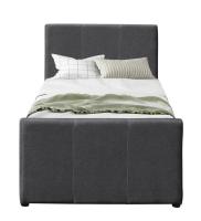 China Dark Grey Linen Wooden Twin Daybed Frame With Extendable Trundle For Bedroom for sale