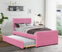 China Wood Single Day Oem Modern Upholstered Bed Frame With Trundle For Guest Room for sale
