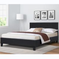 China BSCI Black Faux Leather Upholstered Platform Bed With Headboard for sale
