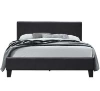 China BSCI Black Faux Leather Upholstered Platform Bed With Headboard for sale