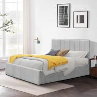 China Double Size Upholstered Gas Lift Platform Bed Frames Hydraulic System With Storage for sale