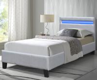 China Single Size Linen Fabric Upholstered Bed With Lights CE / BSCI for sale