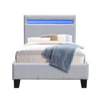 China Single Size Linen Fabric Upholstered Bed With Lights CE / BSCI for sale