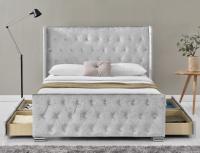 China Tufted Buttons Queen Upholstered Storage Platform Bed Four Drawers for sale