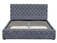 China Light Grey Velvet Gas Lift Storage Bed King Size Upholstered Tufted Bottons for sale