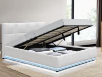 China Double Size White PU Leather LED Light Gas Lift Storage Bed  For Bedroom for sale