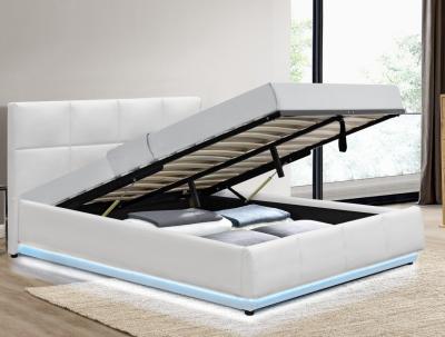 China Pu Upholstered Gas Lift Queen Storage Bed With Led , BSCI for sale