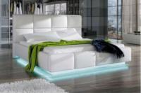 China Double Size White PU Leather LED Light Gas Lift Storage Bed  For Bedroom for sale