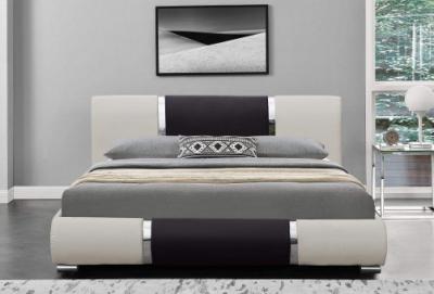 China Upholstered Full Size Platform Bed, Faux Leather Bedframe with Headboard, Save Space for sale