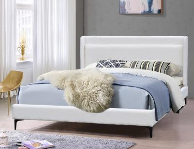 China Modern Wingback Headboard Bed Frame Upholstered Queen Size With Metal Feet for sale