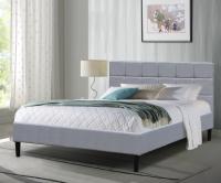 China Double Size Low Profile Upholstered Bed Frame Linen Grey Fabric 8 Inch Legs for sale
