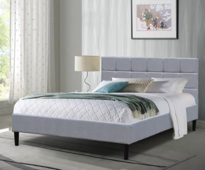 China Double Size Low Profile Upholstered Bed Frame Linen Grey Fabric 8 Inch Legs for sale