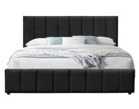 China Black Velvet Fabric King Size Gas Lift Bed Wooden Frame for sale