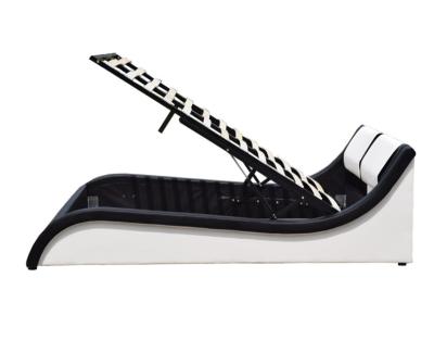 China White And Black Oem Double Bed Gas Lift Frame Faux Leather Bsci for sale