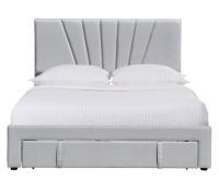 China 80 X 60 Inch Upholstered Bed Frame Queen Size Linen Fabric Drawer On Footboard for sale