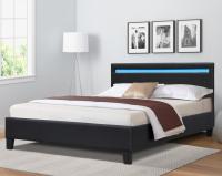 China Double Size Leather Led Upholstered Bed For Modern Bedroom for sale