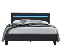 China Double Size Leather Led Upholstered Bed For Modern Bedroom for sale