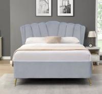 China Double Size Bsci Lift Storage Bed Frame Elegant Grey Velvet Fabric Ottoman for sale