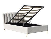 China White Boucle Fabric Gas Lift Storage Bed With Four Metal Strong Feet for sale